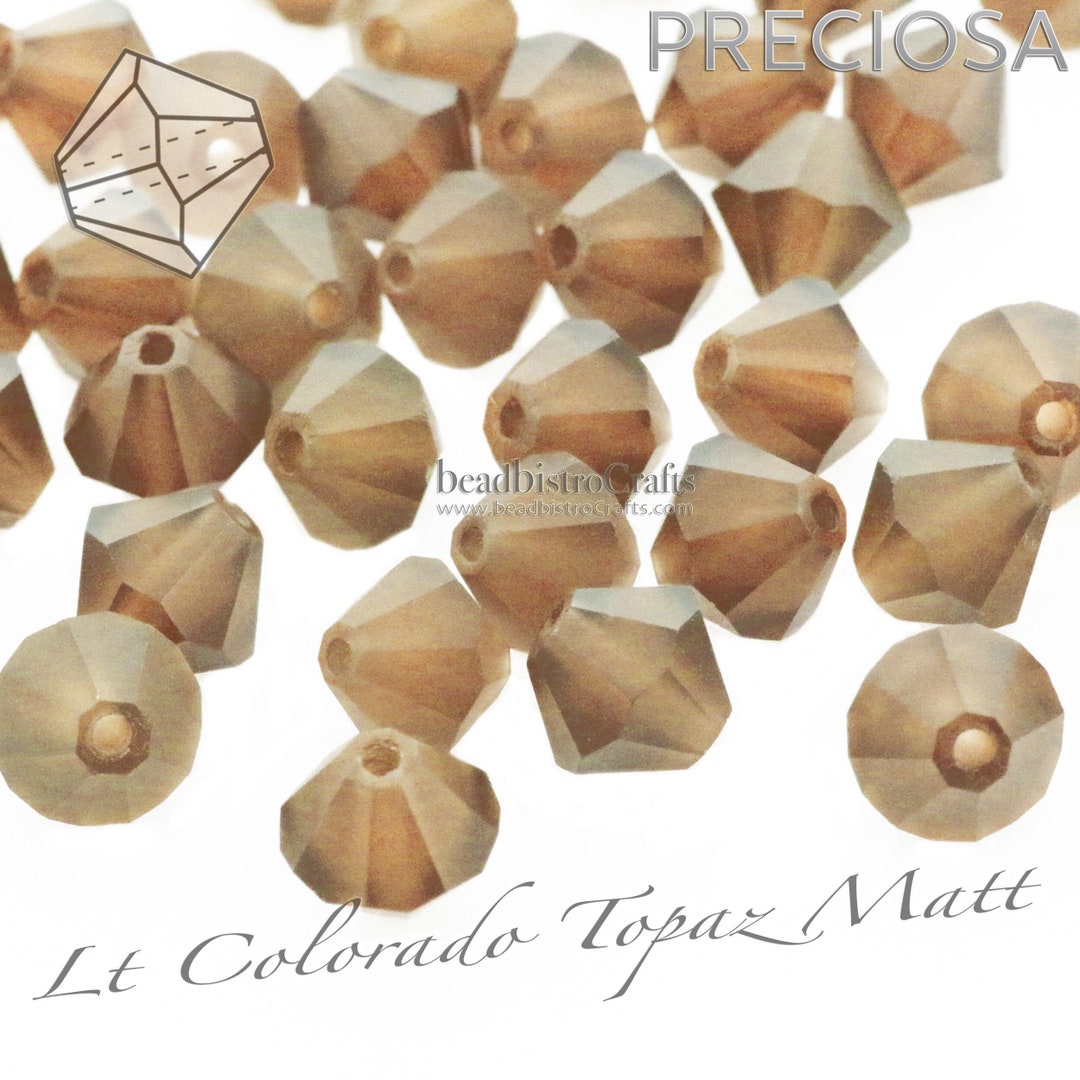 6mm / 8mm Lt Colorado Topaz MATT - 12, 36 or 72pcs Facetted Bicone ...