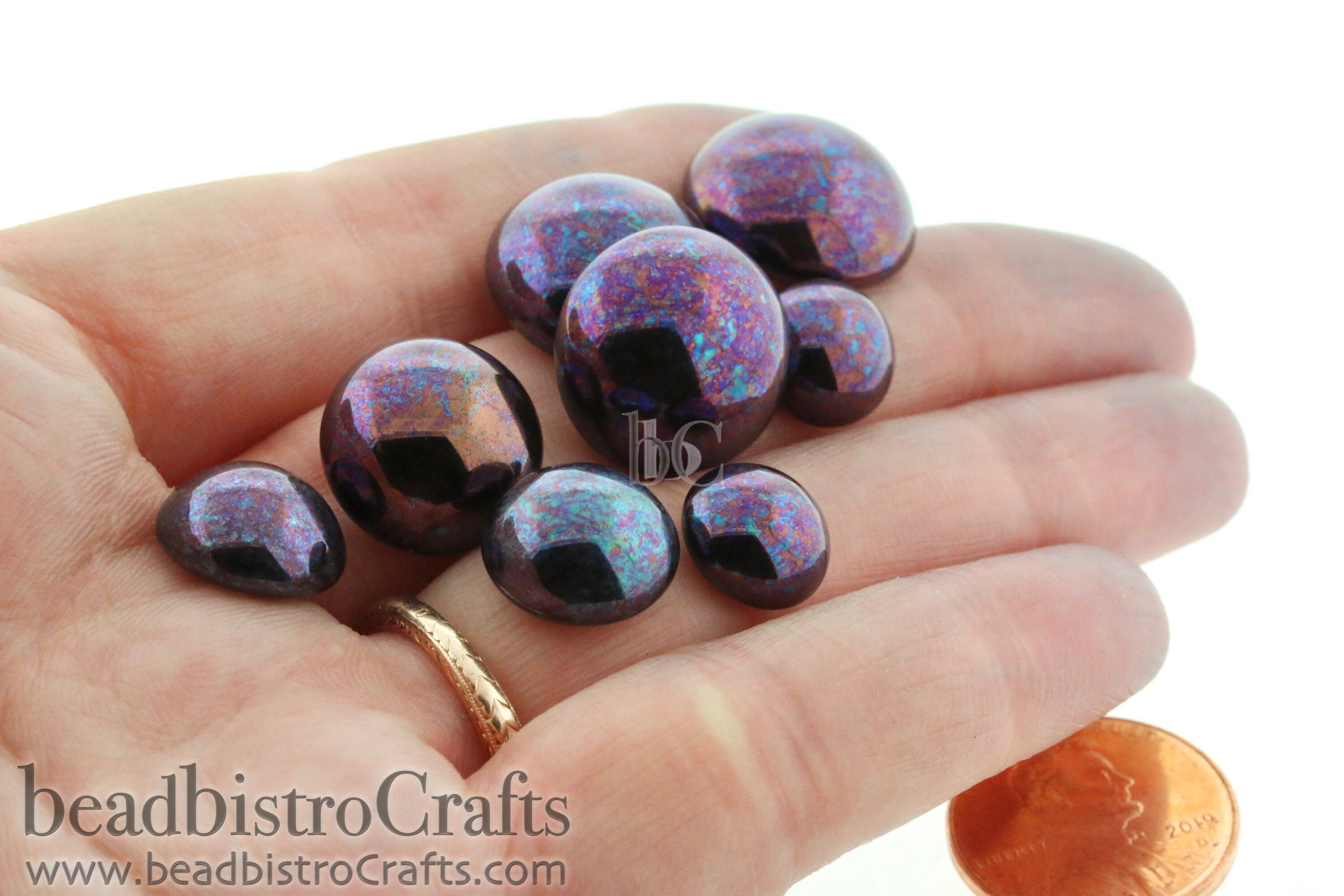 Glass Round Cabochon - CHOOSE Your Size - Czech Glass Domed Cabs - Jet ...