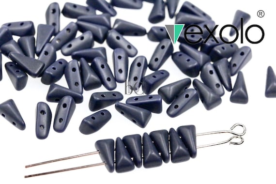 5x8mm Navy Vexolo® Beads 50 or 150pcs 2 Hole Beads Dark - Etsy