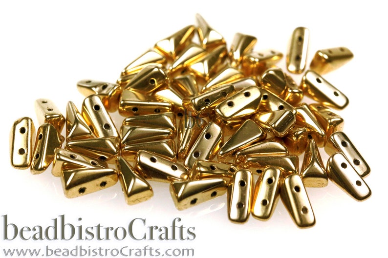 5x8mm Gold Vexolo® Beads - 25 - 150pcs - 2 Hole Beads - Crystal FULL ...