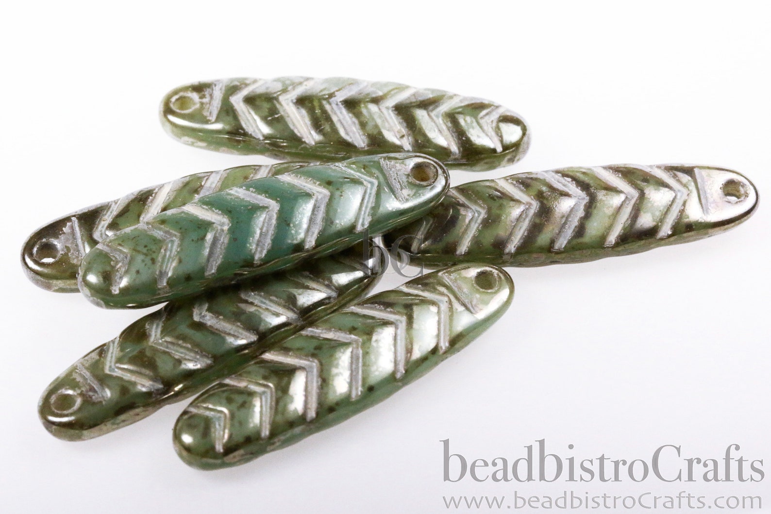 2pcs CHEVRON DAGGERS Original Czech Glass Bead Aqua Golden - Etsy