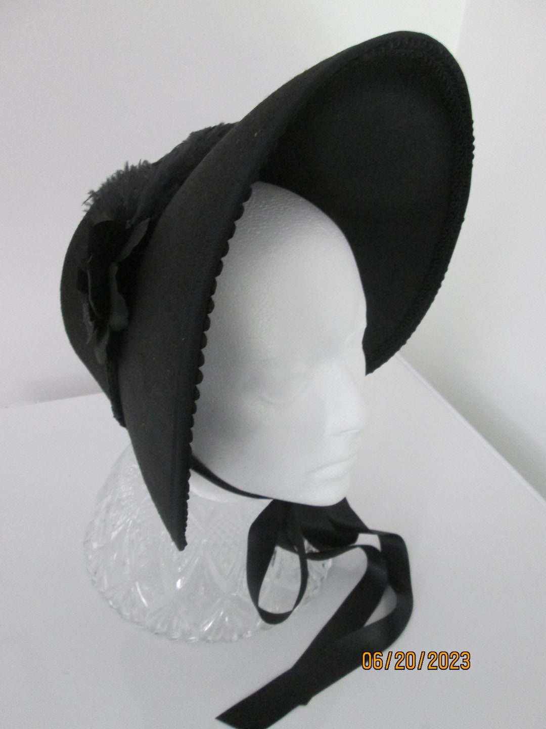 Victorian Black Bonnet mourning Bonnet Adult Size NB-414 - Etsy