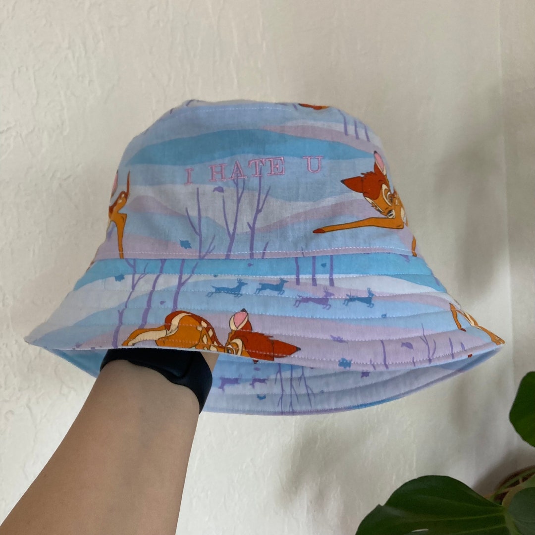 I Hate U Embroidered Bucket Hat Made With Vintage Bambi - Etsy