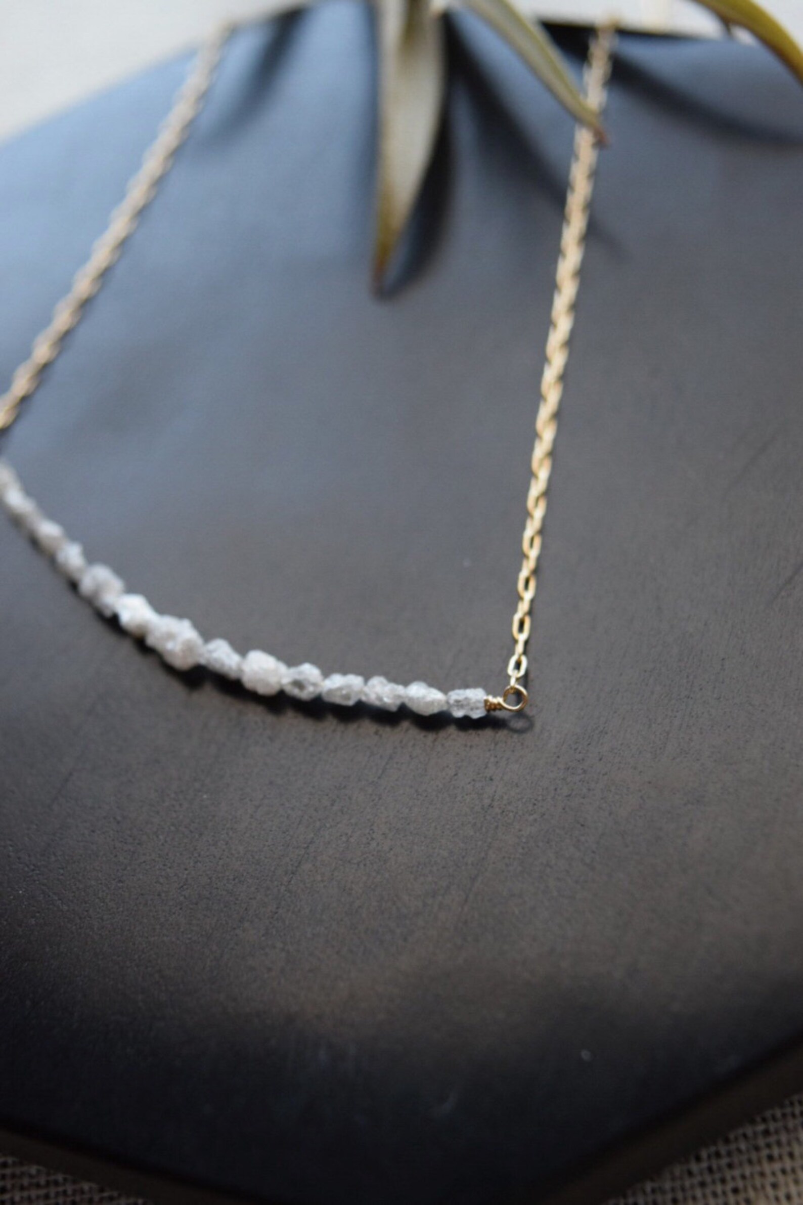 Raw Diamond Necklace Raw Diamond Bar Necklace Rough Diamond | Etsy