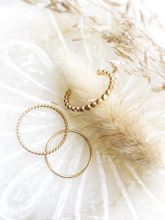 Stacking Rings Gold Filled Rings Hammered Ring Rope Ring | Etsy