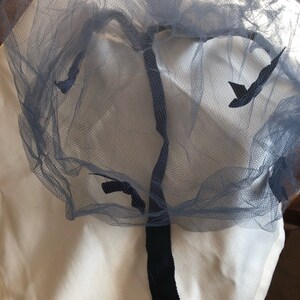 Blue Sheer Net Bonnet With Bows Dark Blue - Etsy