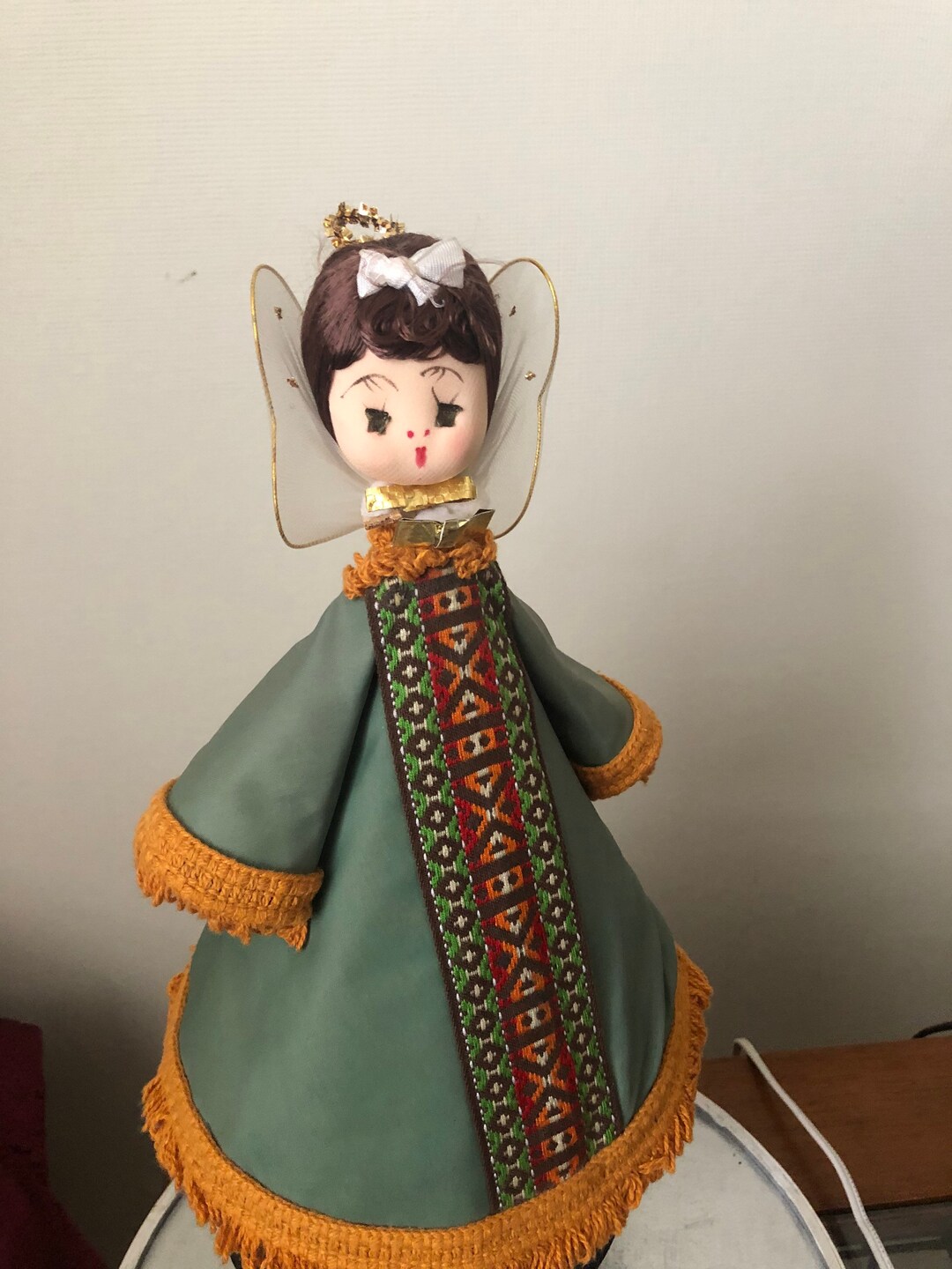 Vintage Christmas Angel Paper Cone Nylon Face Decoration - Etsy
