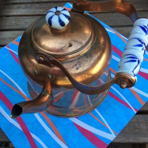 Tea Kettle With Blue Flowered Handle - Etsy