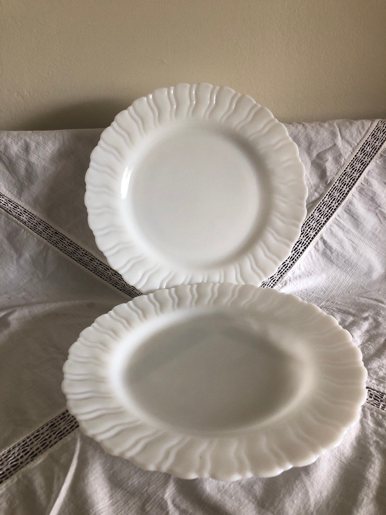 White scalloped edge plate | Etsy