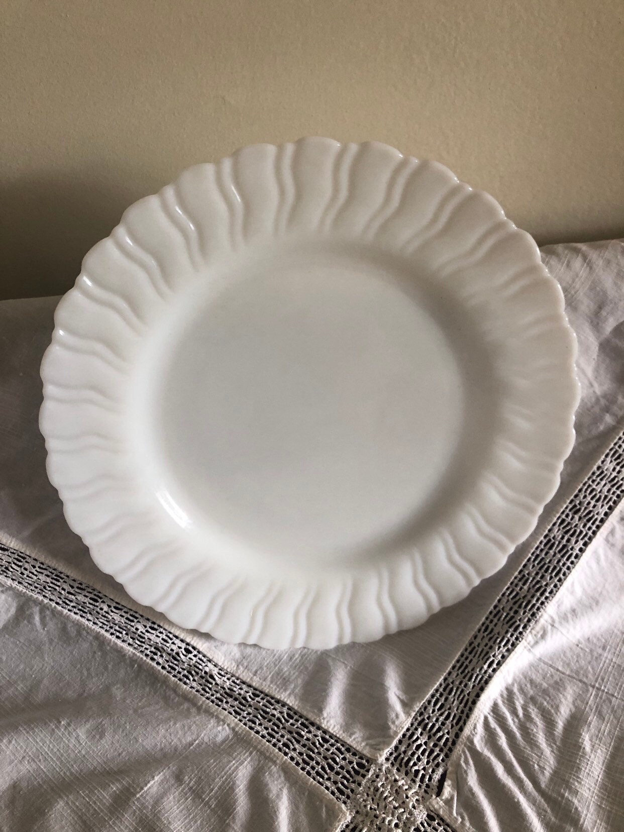 White scalloped edge plate | Etsy