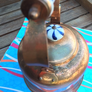 Tea Kettle With Blue Flowered Handle - Etsy
