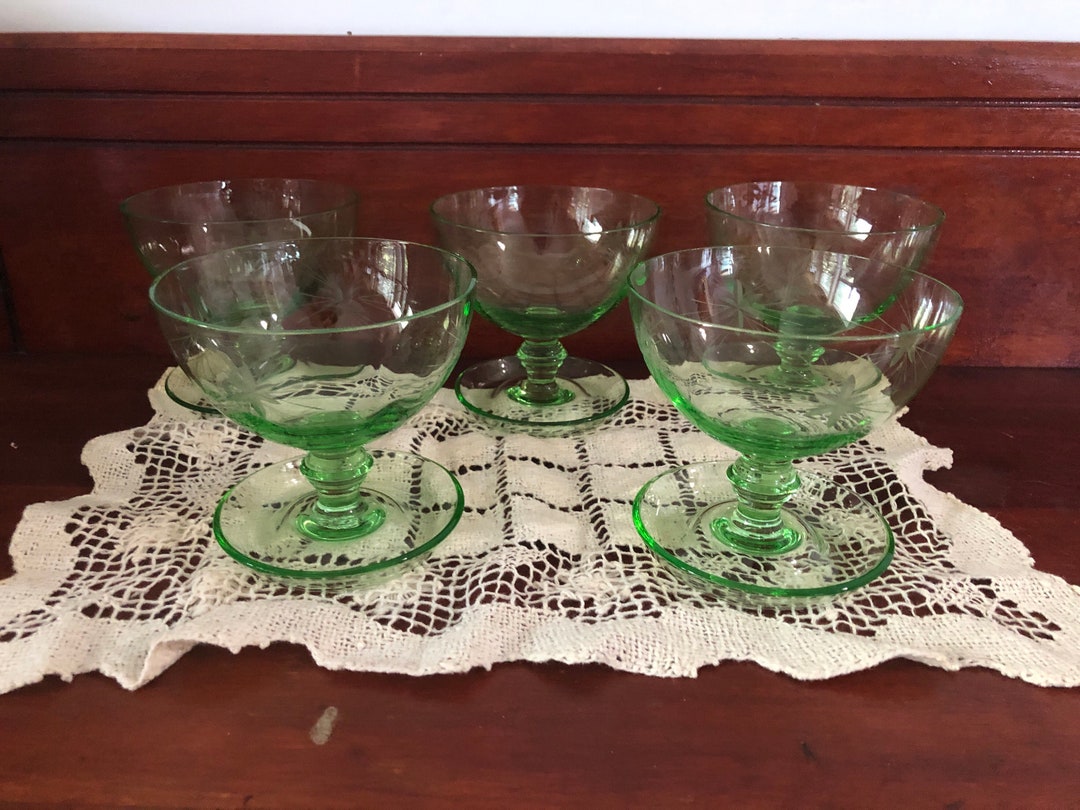 Vintage Green Depression Glass Set - Etsy