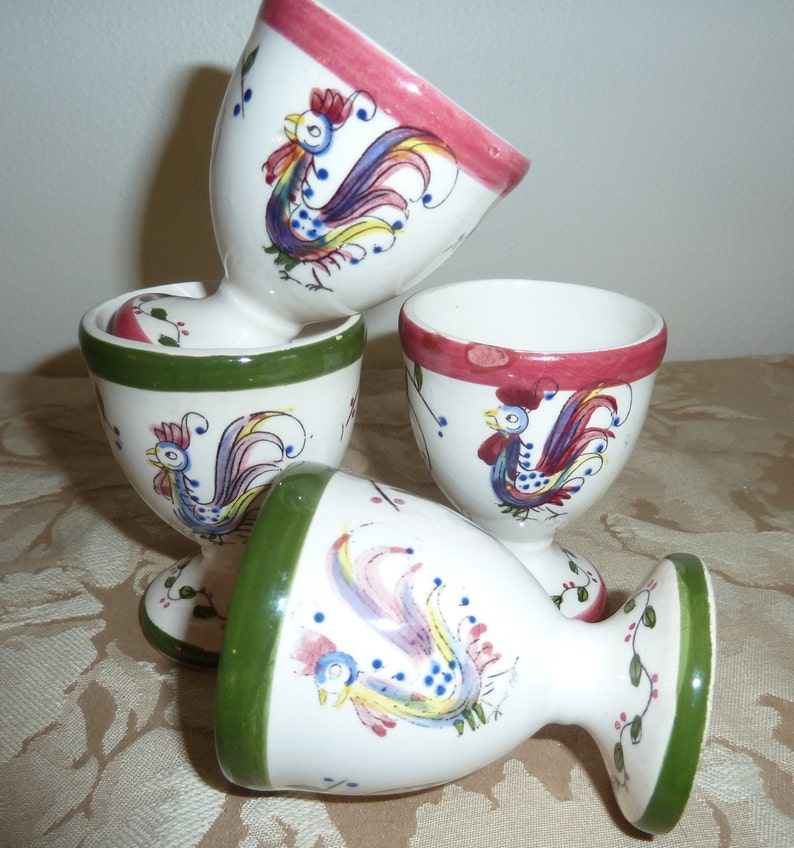 Vintage rooster egg cups-set of 4 | Etsy