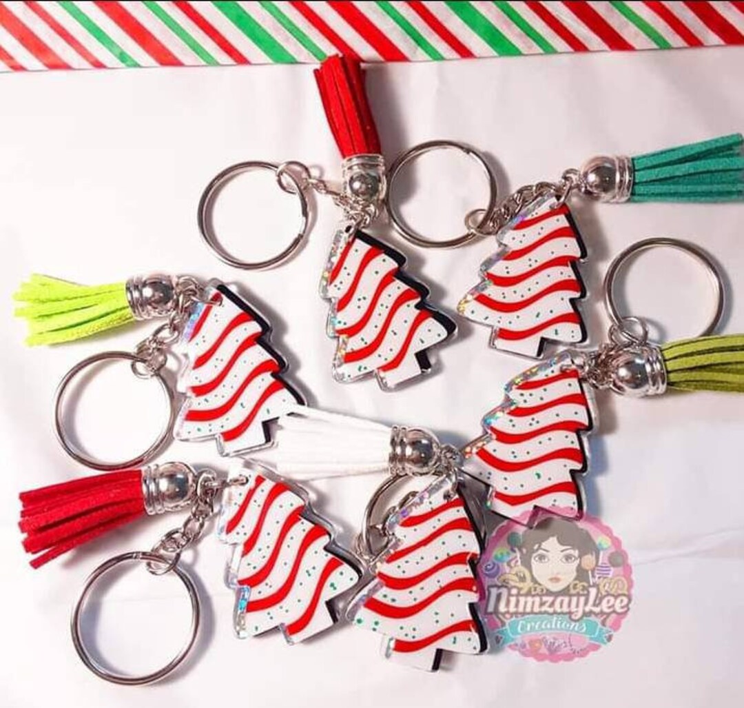 6 Christmas Tree Keychains, Holiday Keychains Holiday Tree Keychain ...