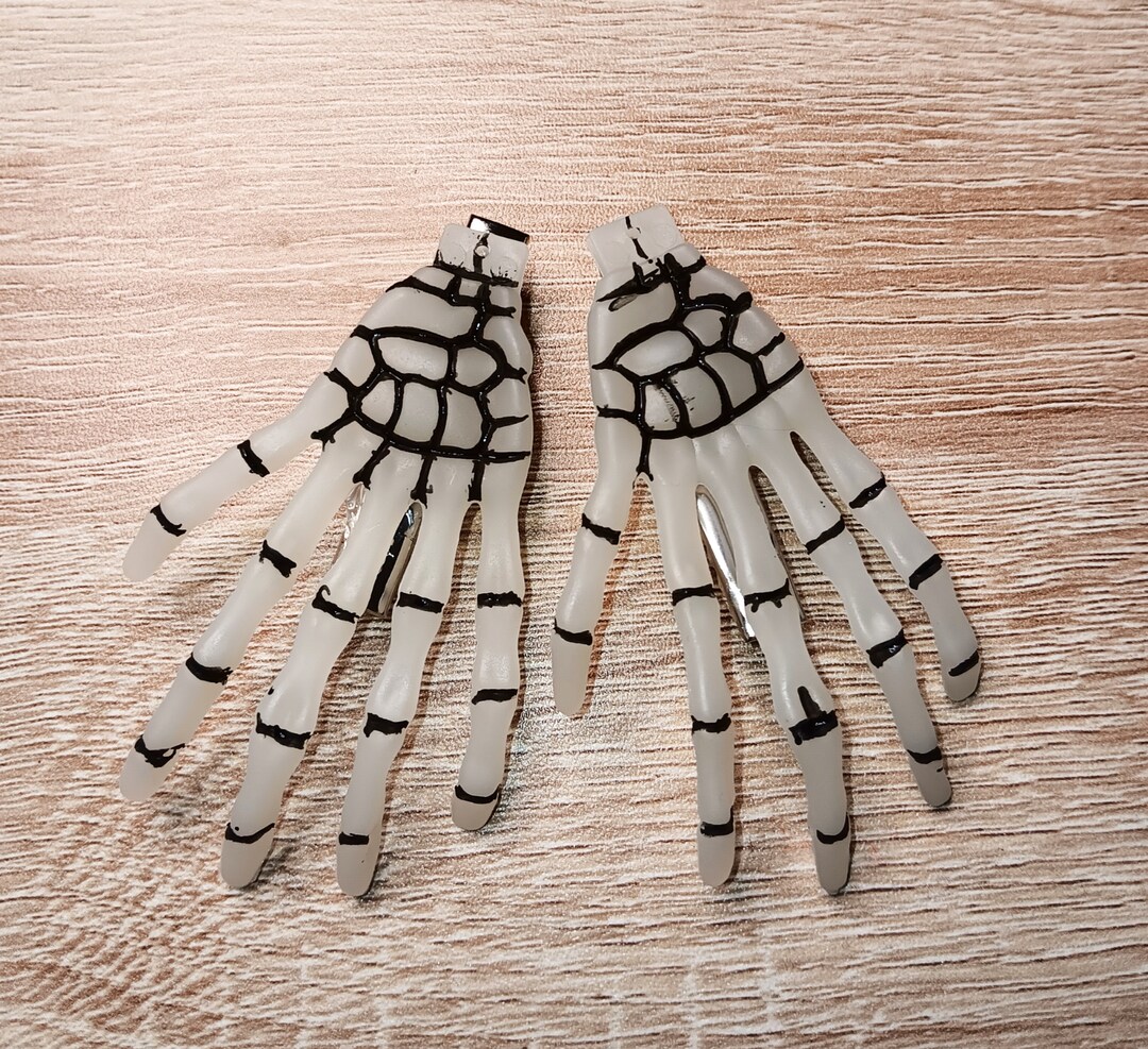 Glow in the Dark Skeleton Hands Hair Clips - Etsy