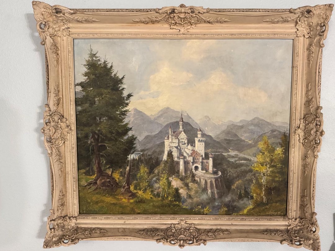 Vintage Willy Reinhardt Oil Painting – Neuschwanstein Castle in Bavaria ...