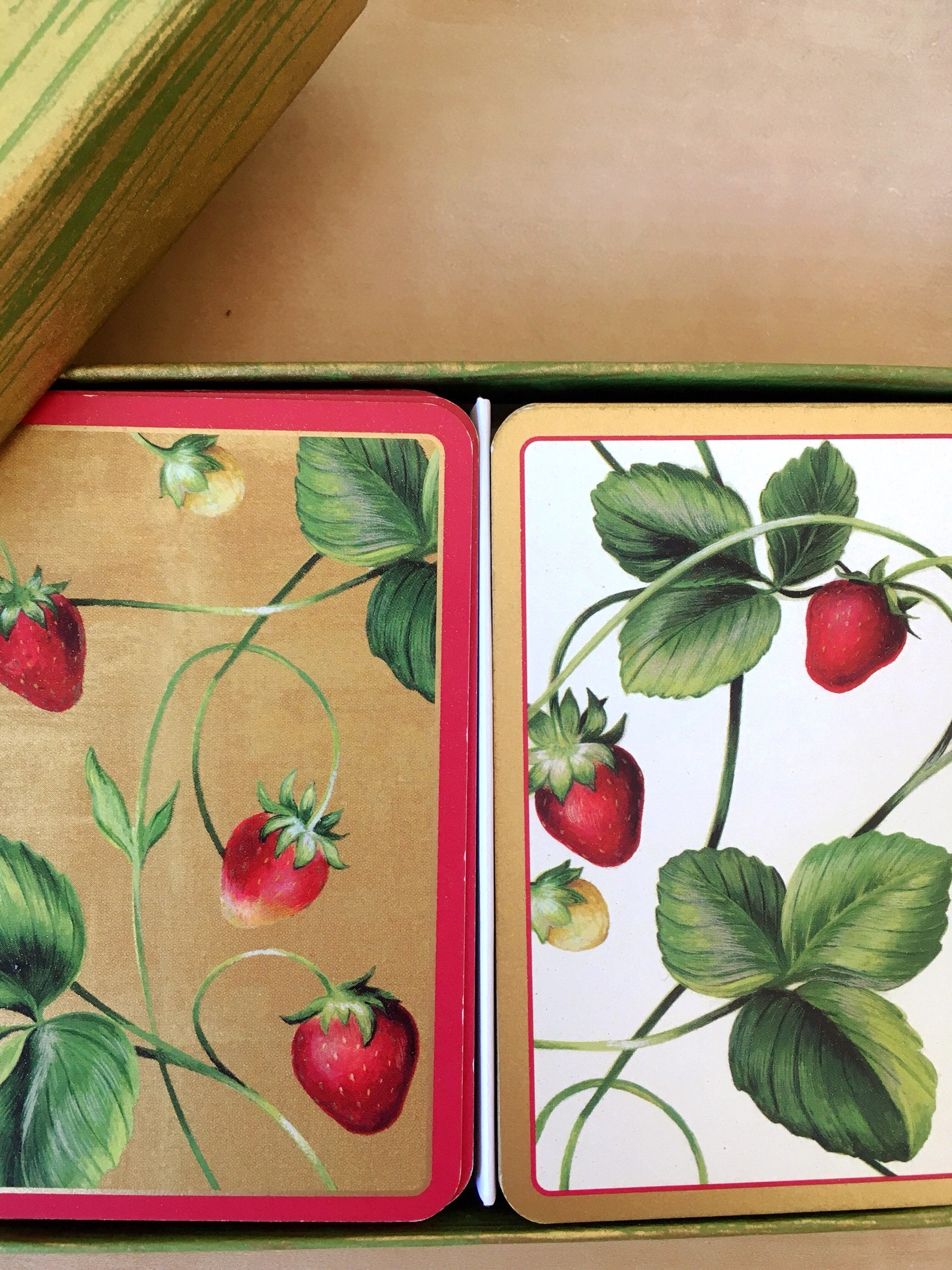 Vintage Bridge Set of Strawberry Cards With Box - Etsy