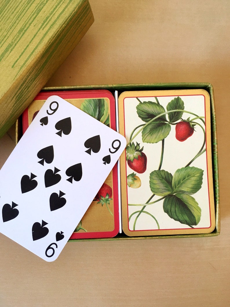 Vintage Bridge Set of Strawberry Cards With Box - Etsy