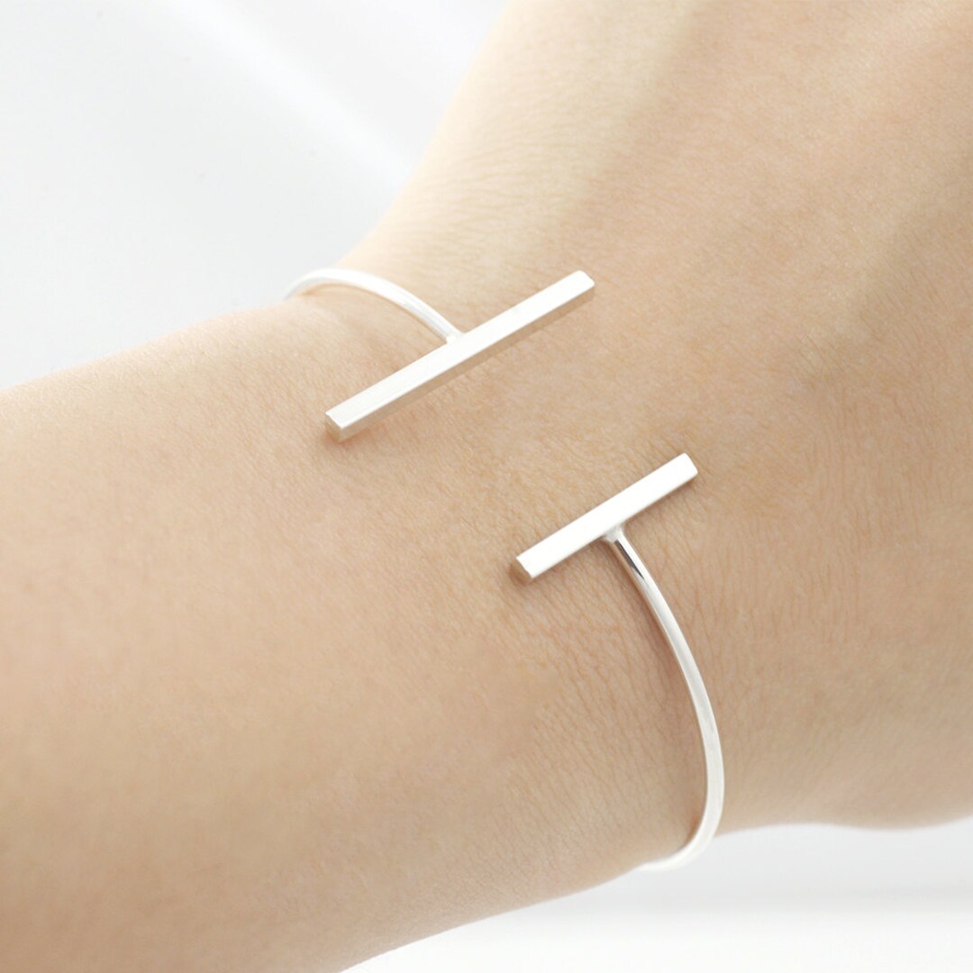 Sterling Silver Bar Bracelet, Simple Silver Bracelet, Minimalist ...