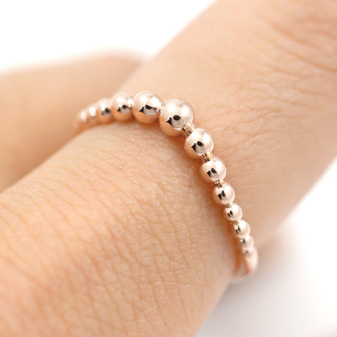 14K Rose Gold Ball Ring 14K Pink Gold V Shaped Ring Gold - Etsy