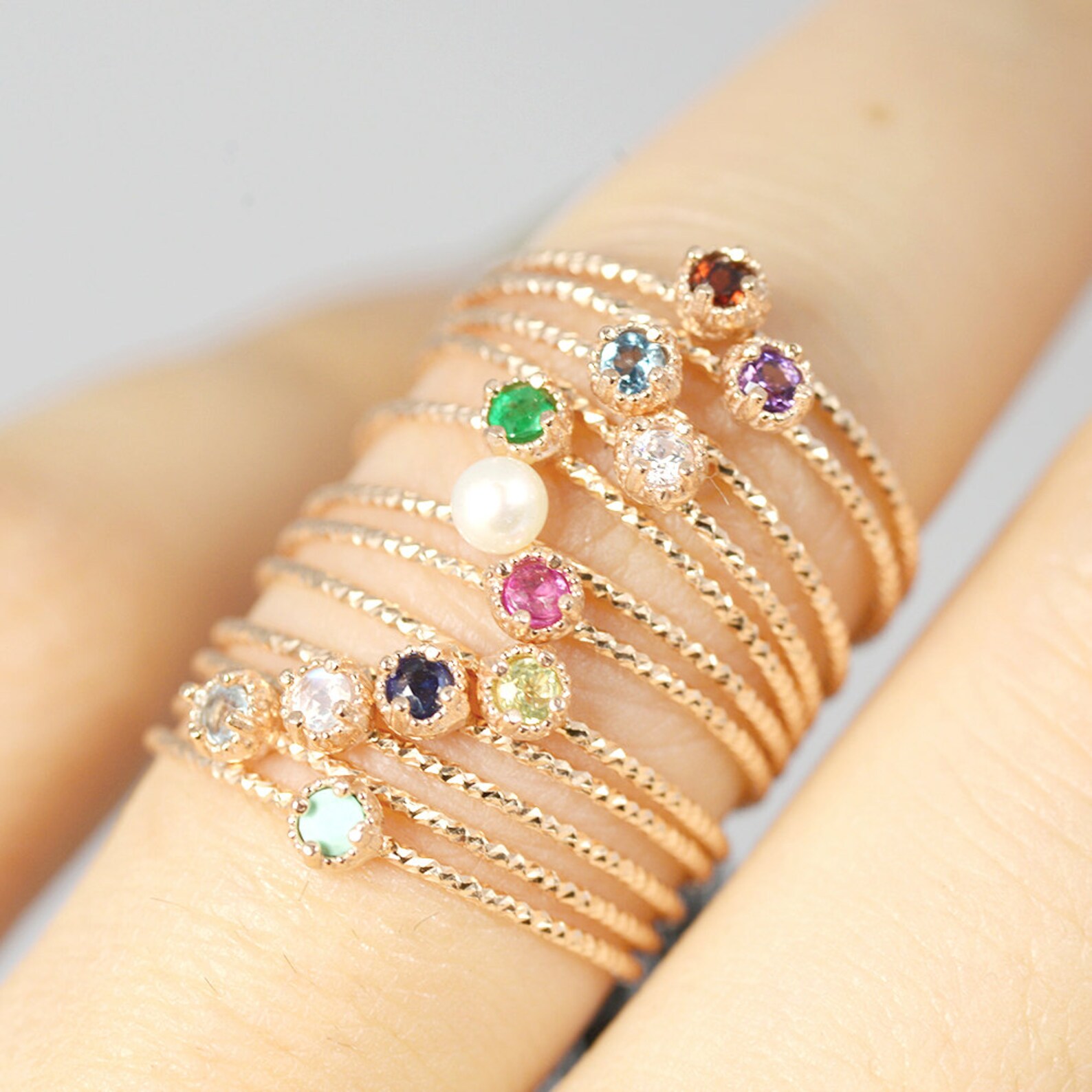 14K Rose Gold Birthstone Ring Garnet Ring Topaz Ring Gold - Etsy UK