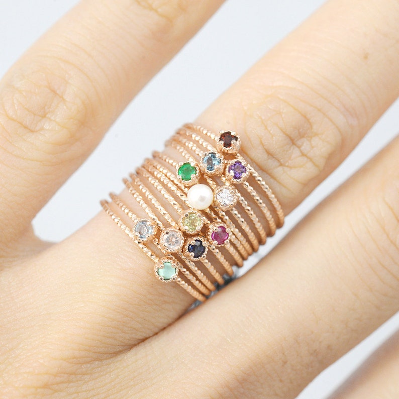 14K rose gold birthstone ring garnet ring topaz ring gold | Etsy