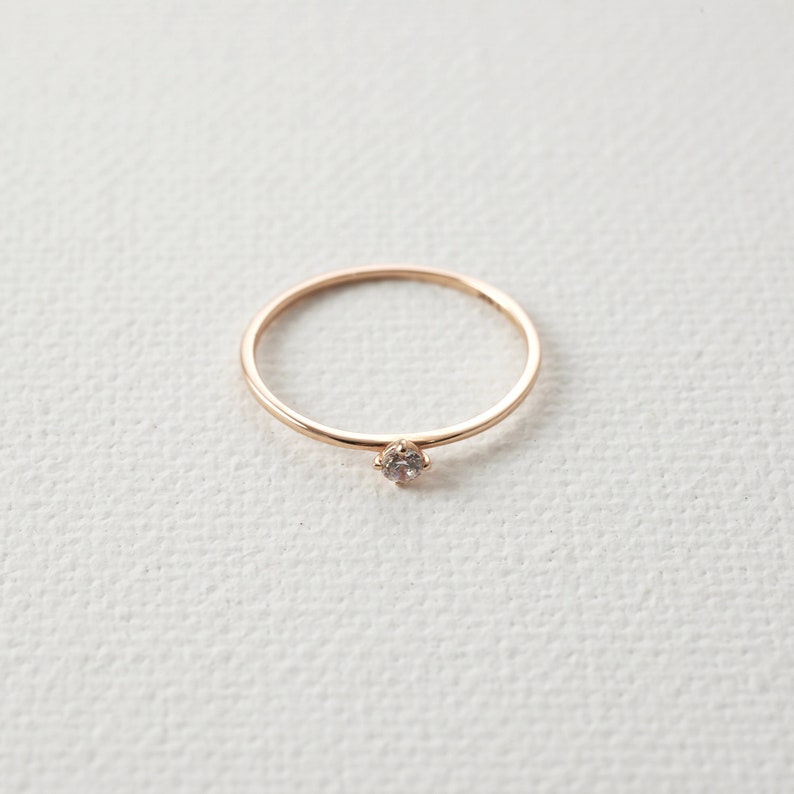 14K/ 18K Solitaire Diamond Engagement Ring Simple Diamond - Etsy