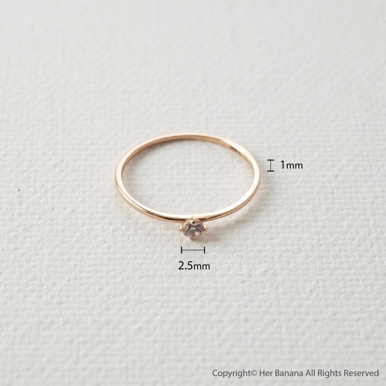 14K/ 18K Solitaire Diamond Engagement Ring Simple Diamond | Etsy