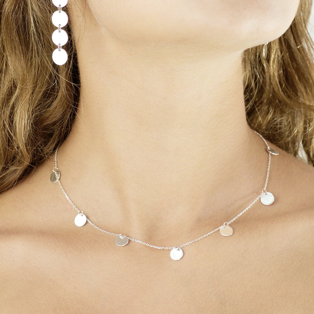 Dreamers Coin Necklace, Tiny Coin Necklace, Coin Drop Necklace, Small ...