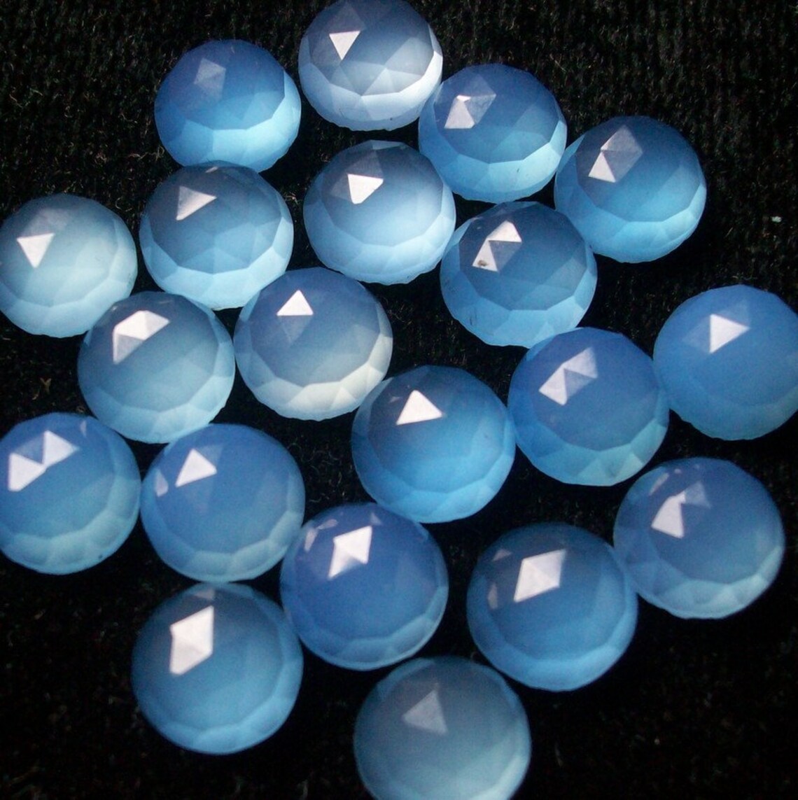 10 pieces 8mm Blue Chalcedony Rosecut Round Gemstone Blue | Etsy