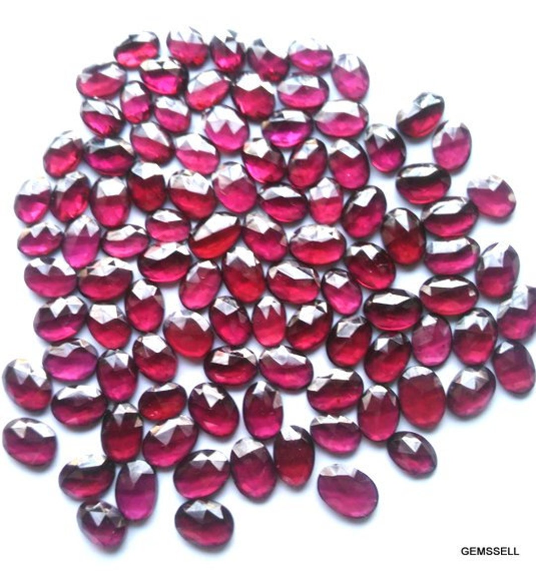 10 Piece 4x6mm to 5x7mm Rhodolite Garnet Rosecut Oval Faceted Shape ...