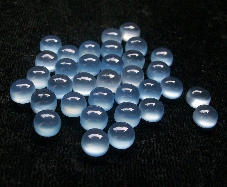 10 Pieces 6mm Aqua Blue Chalcedony Cabochon Round Gemstone - Etsy