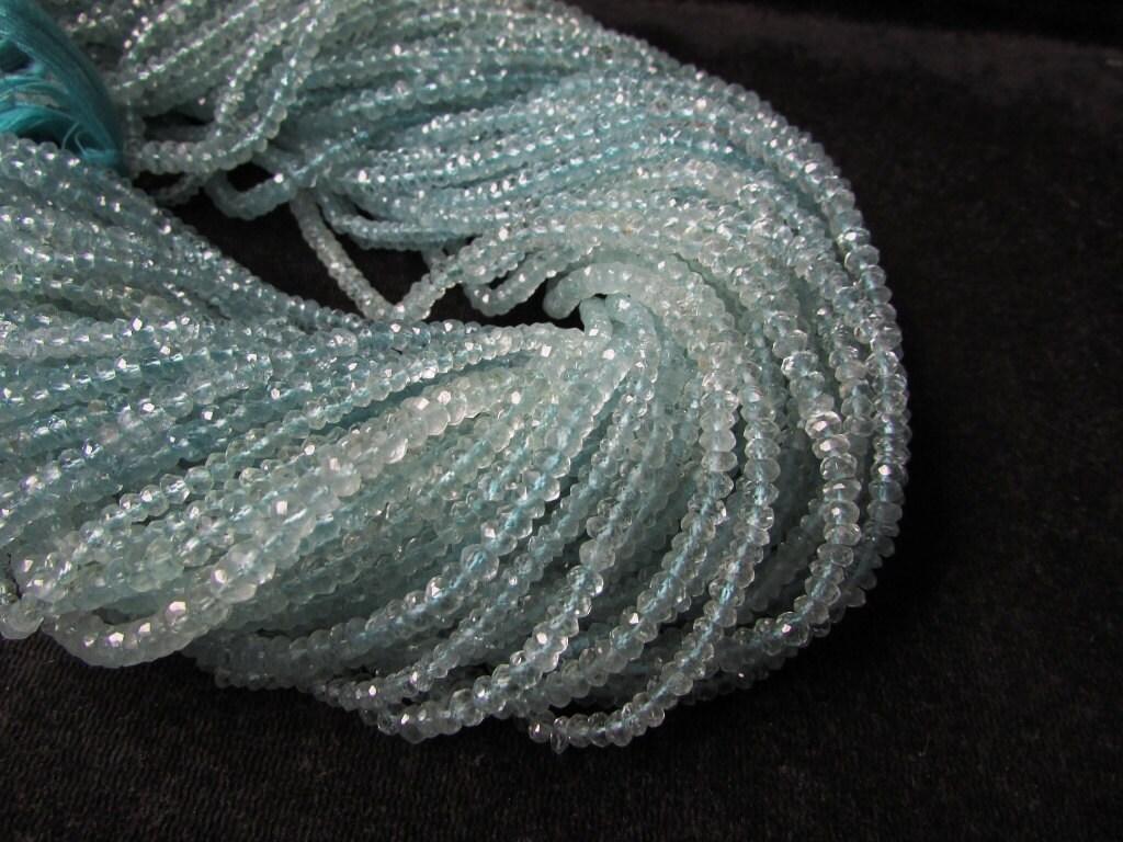 3.5mm Aquamarine Rondelle Beads Faceted Gemstone Aquamarine - Etsy