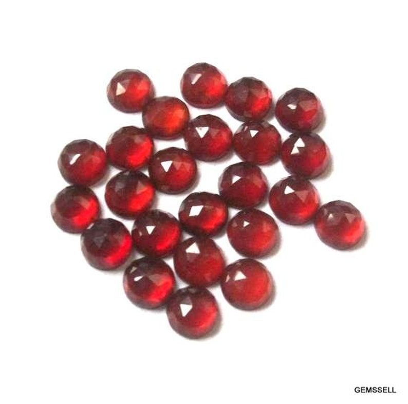 10 Pieces 6mm Red Garnet Rose Cut Round Cabochon Gemstone Red - Etsy
