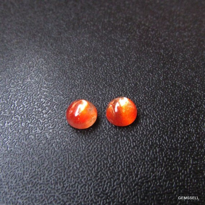 2 Piece Pair 7mm Sunstone Cabochon Round Gemstone Sunstone | Etsy