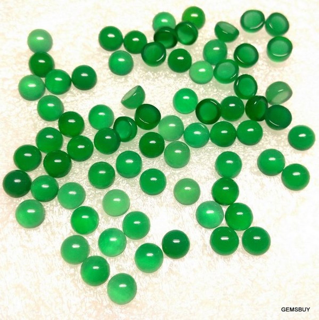 10 AAA Green Onyx Cabochons: 4mm Round Gemstones - Etsy