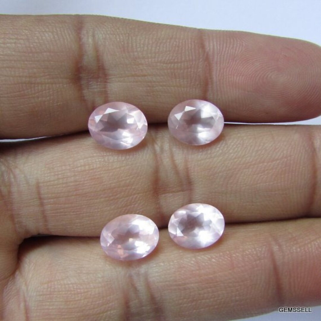 10 Piece 4x6mm to 10x12mm Rose Quartz Faceted Oval Gemstone, Pink Rose ...