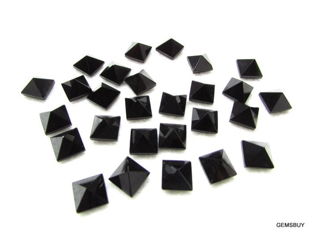 10mm Black Onyx Pyramid Square Cabochon Gemstone, Black Onyx Square ...