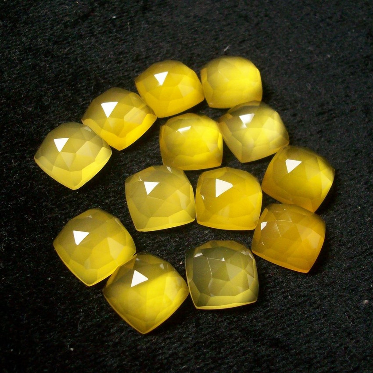 5 pieces 10mm YELLOW CHALCEDONY Rosecut Cushion Loose | Etsy