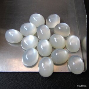 Buy 10 Piece 8x10mm White Moonstone Cabochon Oval Loose Gemstone, White ...
