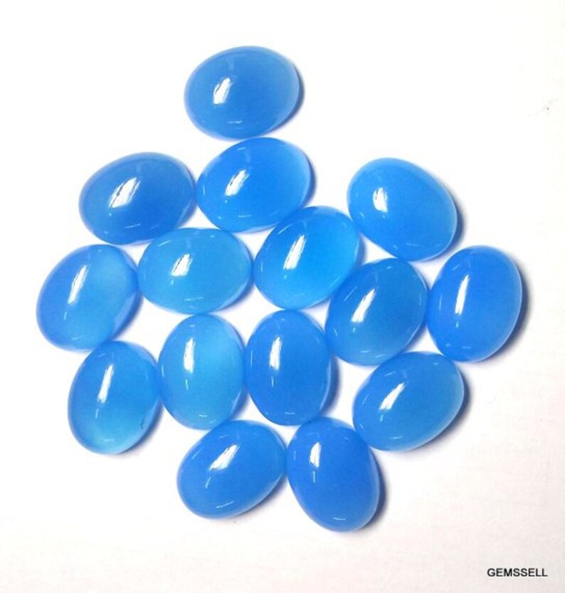 1 pieces 12x16mm Blue Chalcedony Cabochon Oval Loose Gemstone | Etsy