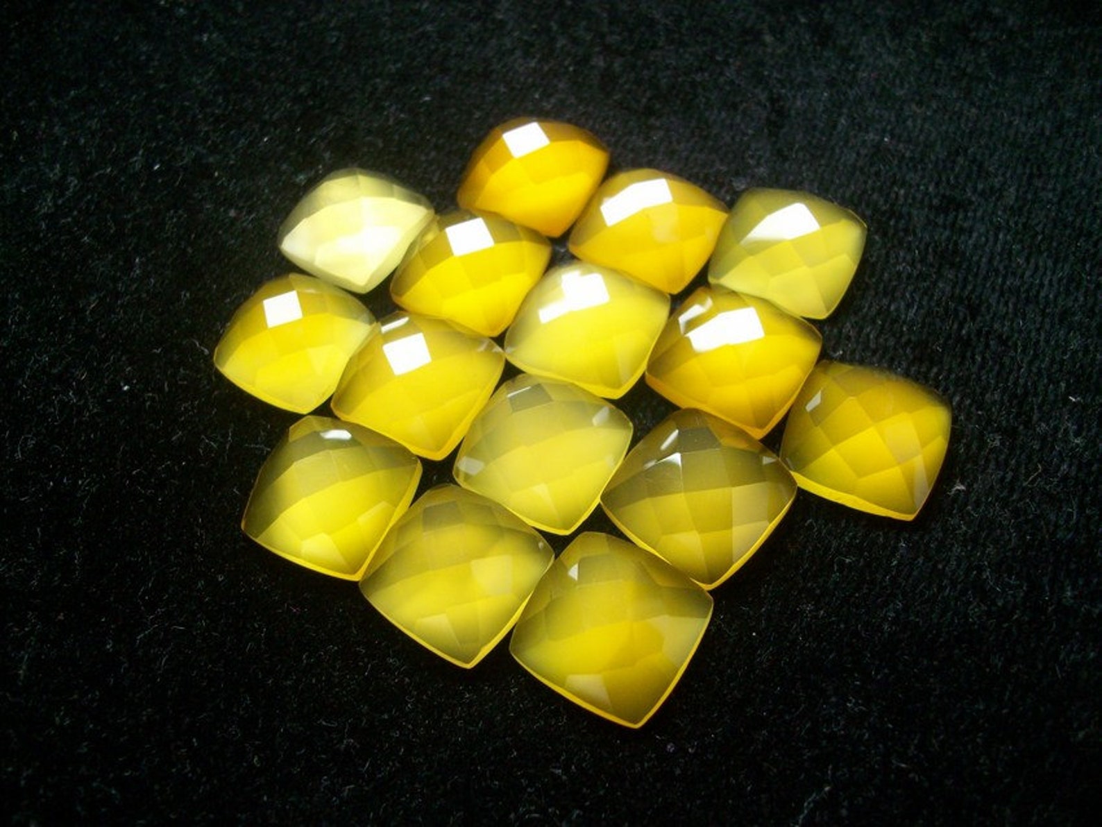 12mm Yellow Chalcedony Cushion Checker Gemstone Yellow - Etsy