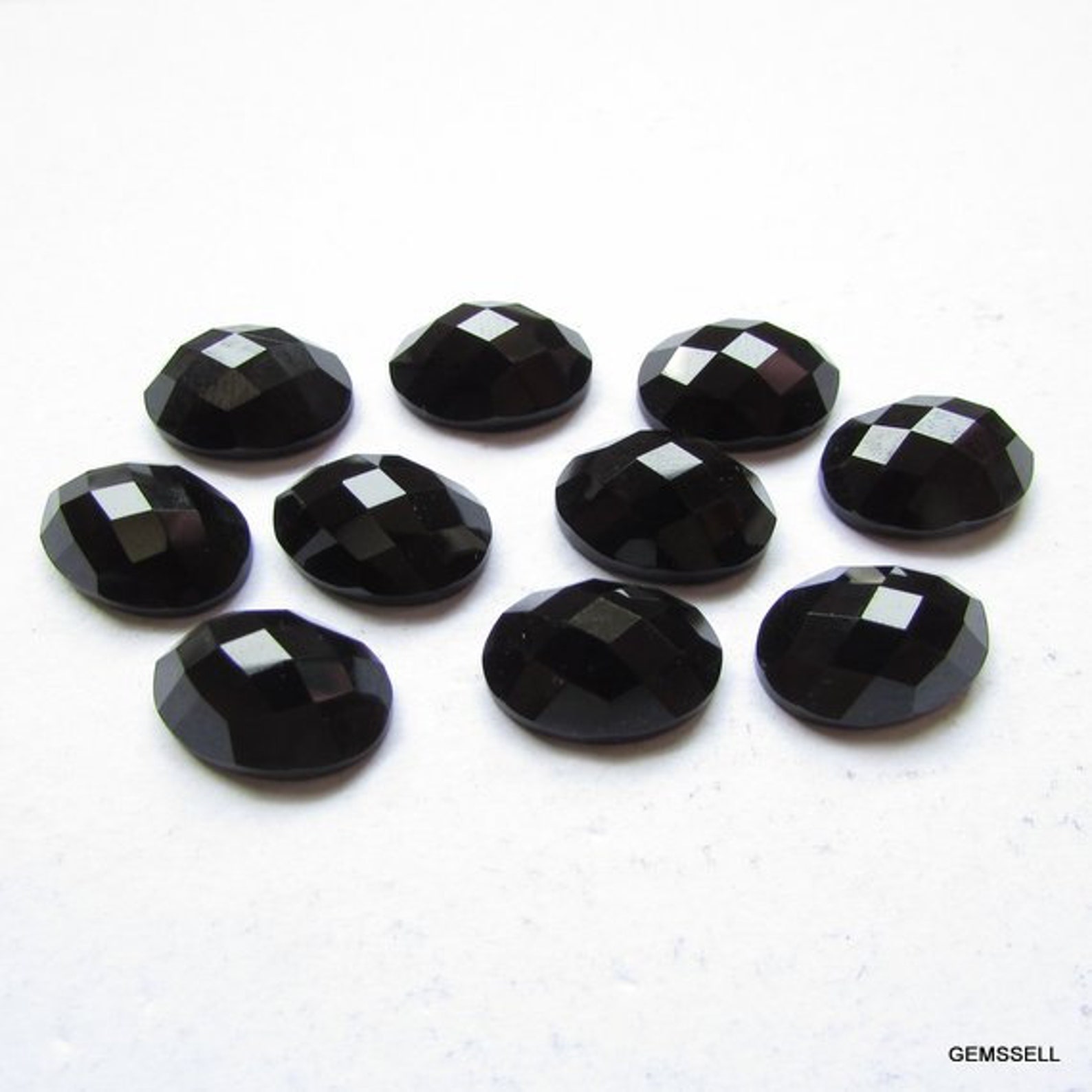 Buy 10x14mm Black Onyx Faceted Oval Checker Faceted Flat Stone AAA ...
