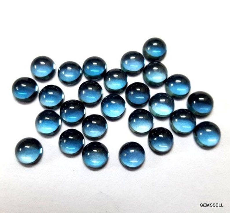 1 Pieces 5mm London Blue Topaz Cabochon Round Loose Gemstone - Etsy