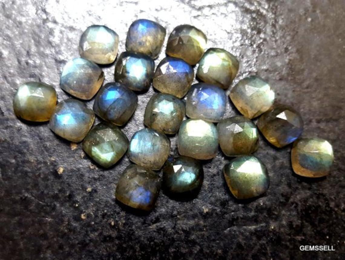 10 piece 6mm Labradorite Rosecut Cushion Loose Gemstone | Etsy