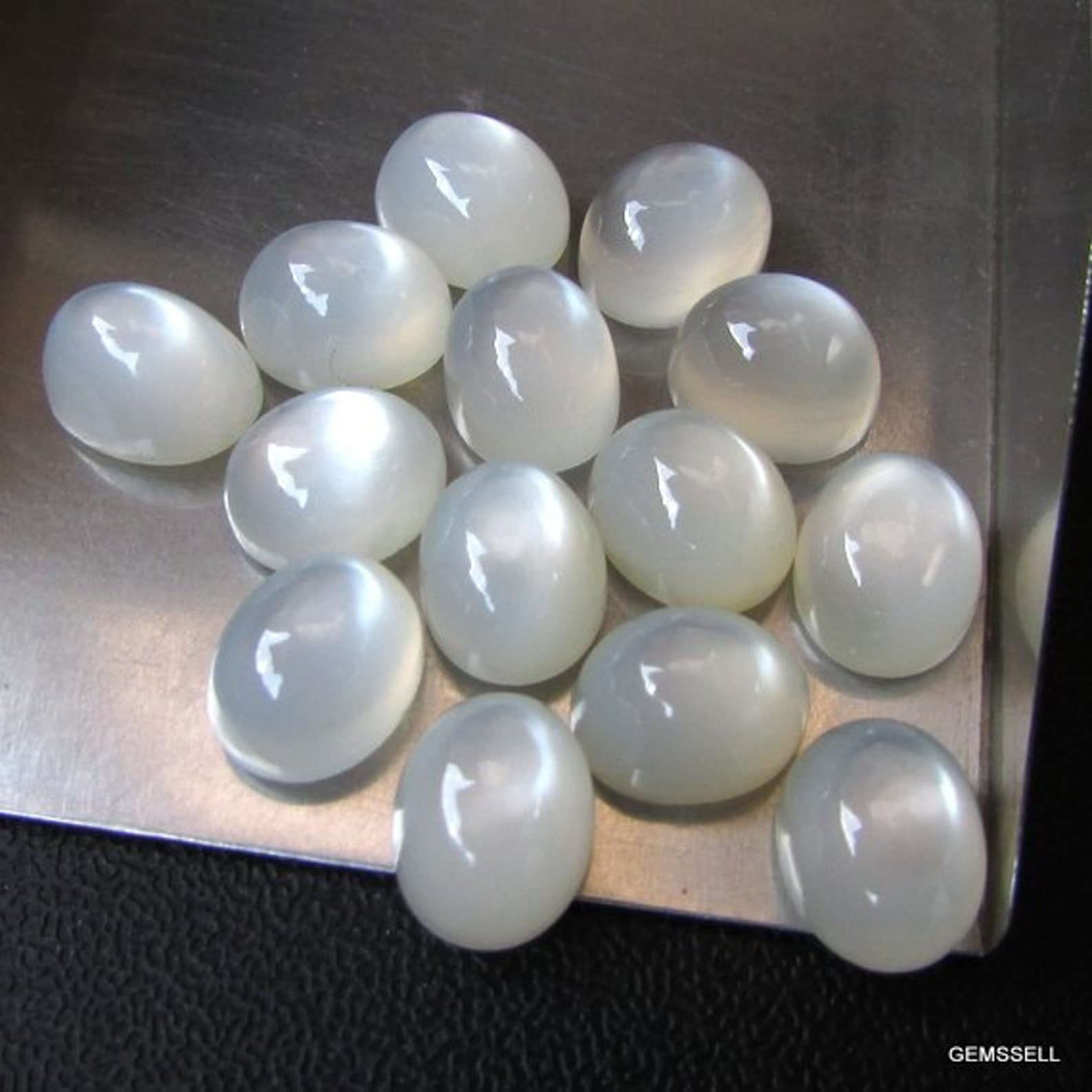 10 Piece 8x10mm White Moonstone Cabochon Oval Loose Gemstone - Etsy India