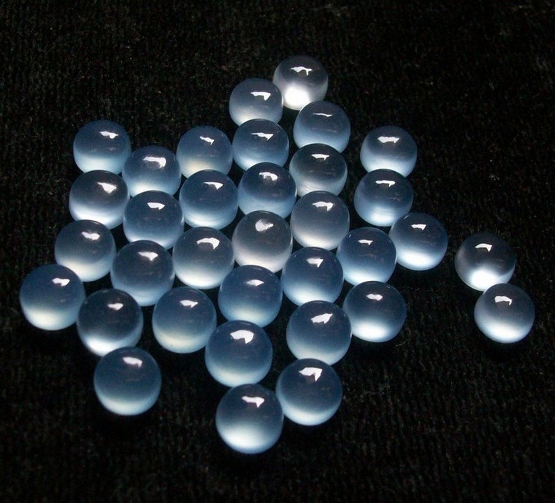 10 Pieces 6mm Aqua Blue Chalcedony Cabochon Round Gemstone - Etsy
