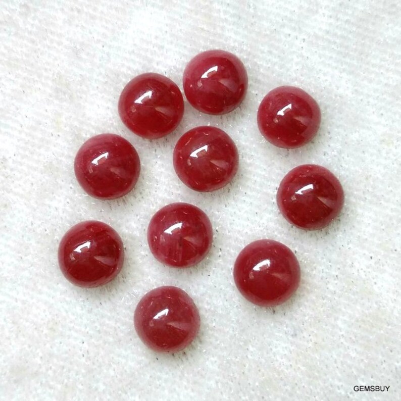 1 Pieces 8mm Ruby Cabochon Round Loose Gemstone Unheated or - Etsy