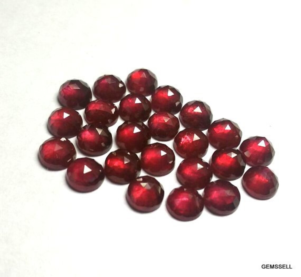 1 Piece 8mm Ruby Rosecut Round Gemstone Natural Ruby Round - Etsy