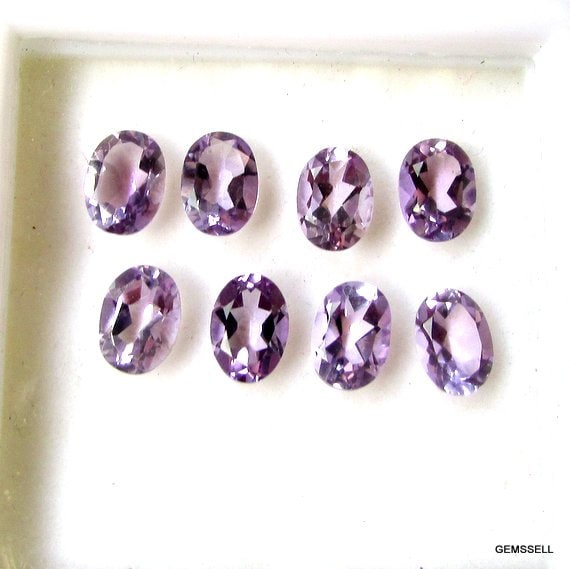10 Pieces 5x7mm Pink Amethyst Faceted Oval Gemstone Pink | Etsy